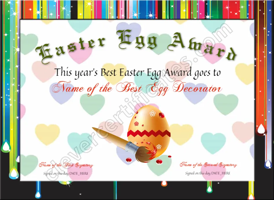 Best Easter Egg Award | Customizable Easter Certificate Template ...