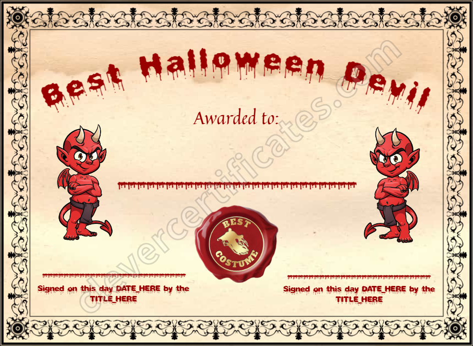 Best Halloween Devil Certificate | Customizable Halloween Certificate ...