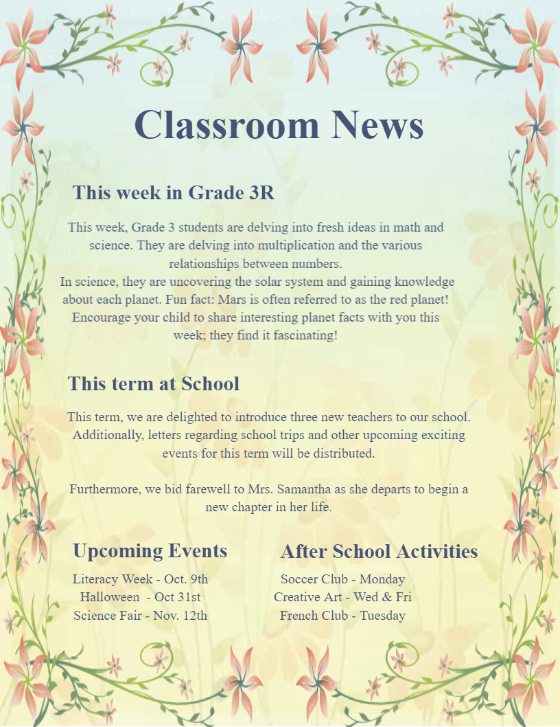Customizable Classroom Newsletter - Editable Newsletters Template | Cl