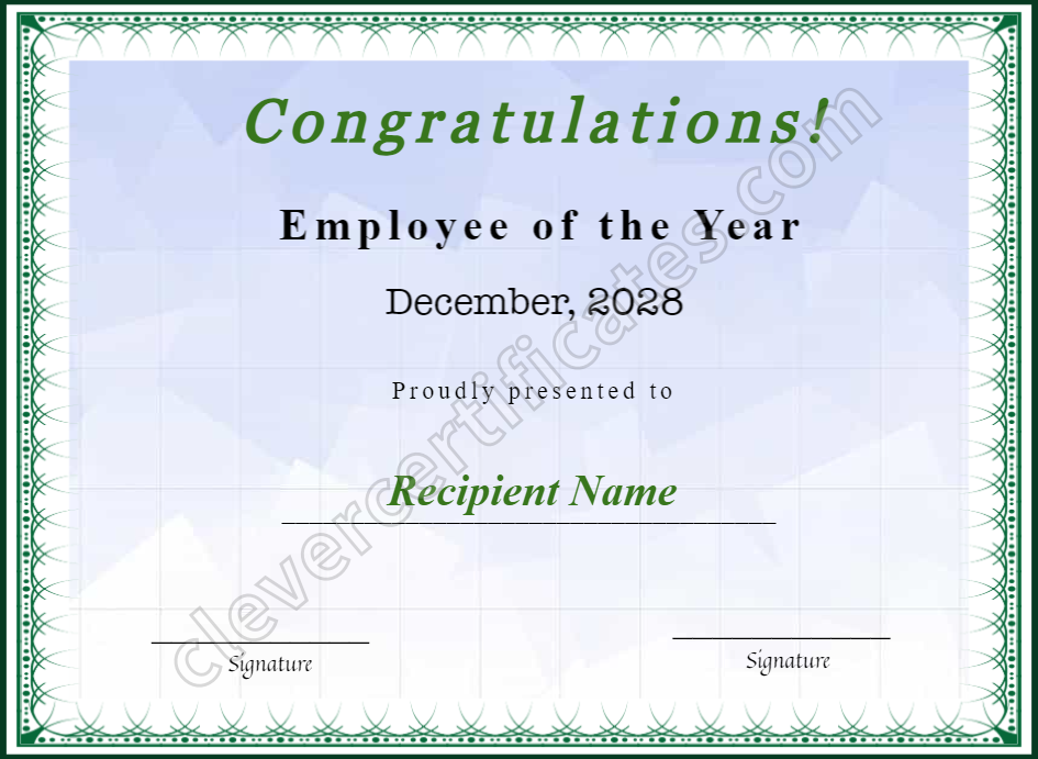 Editable Certificate Of Employee Of The Year | Customizable Employee ...