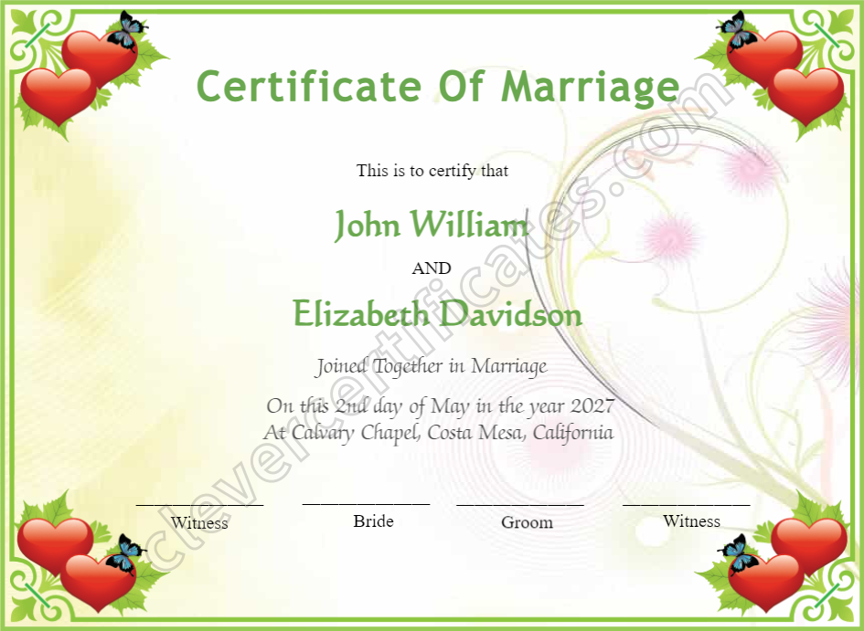 Editable Elegant Wedding Certificate | Editable Wedding - Marriage ...