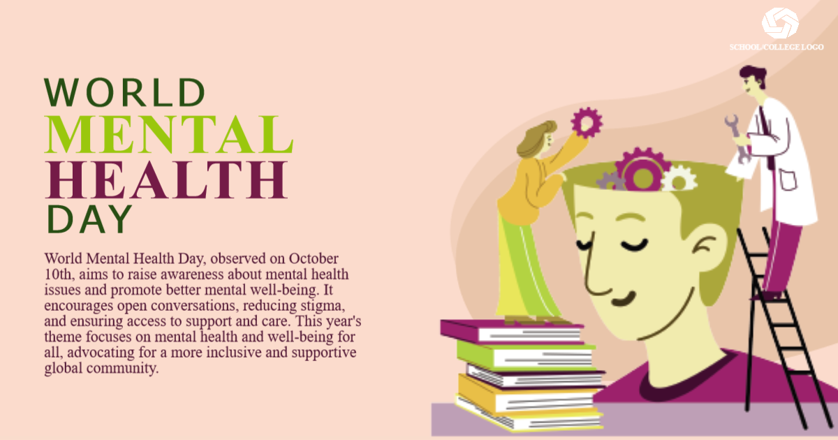 Editable World Mental Health Day Facebook Post - Editable Facebook Pos