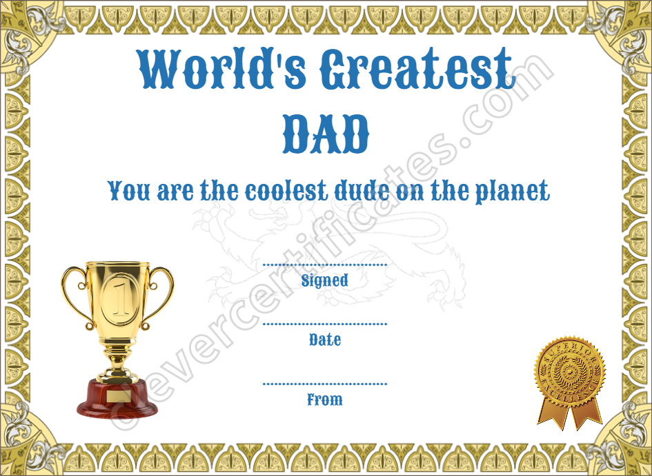Greatest Dad Award | Editable Mothers - Fathers - Parents – Clever ...