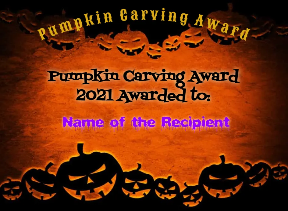 Pumpkin Carving Award | Editable Halloween – Clever Certificates