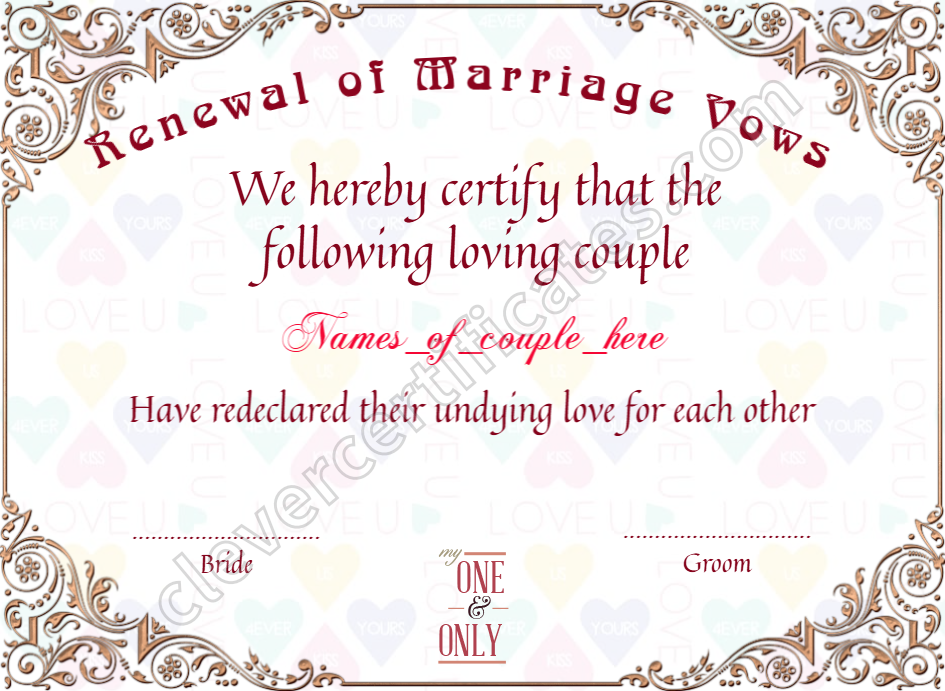 Renewal Of Marriage Vows 2 - Editable Valentine - Romantic - Lovers