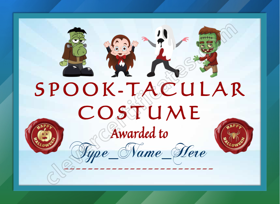 Spooktacular Costume Award | Editable Halloween – Clever Certificates
