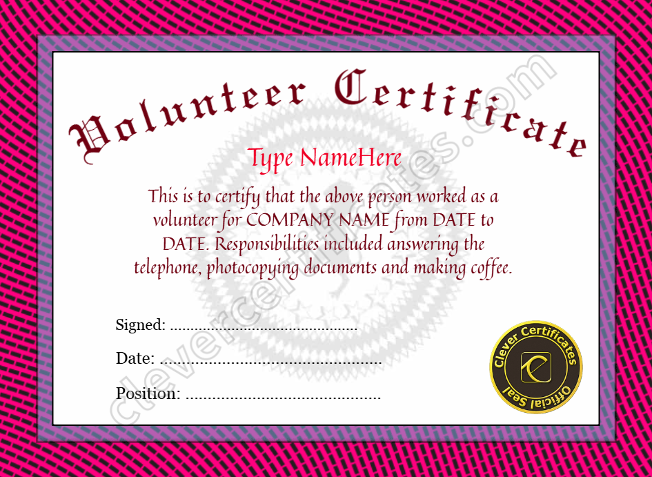 Volunteer Certificate - Editable Appreciation Certificate Template | C